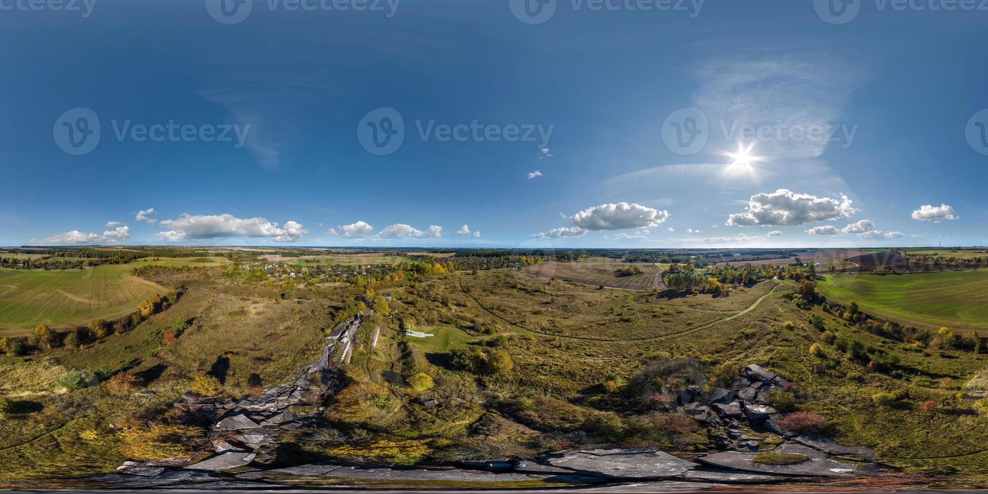 aerial full seamless 360 hdri panorama view over farming field and ...