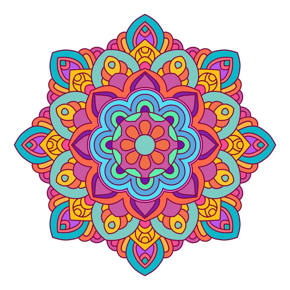Color Mandala Vector Illustration Template Isolated Hand Drawn Doodle Mandala Ethnic Mandala