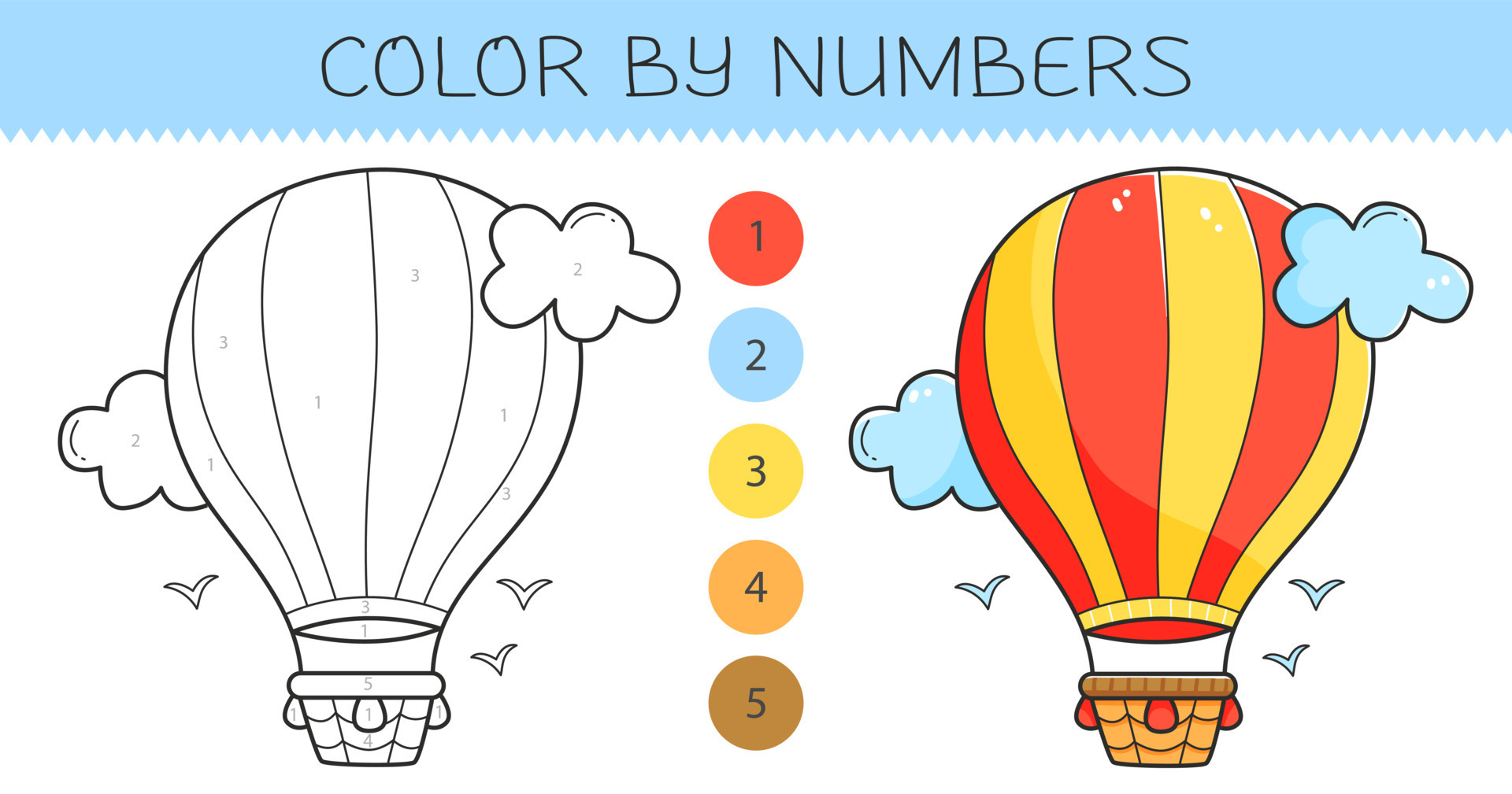 Hot Air Balloon Color By Number
