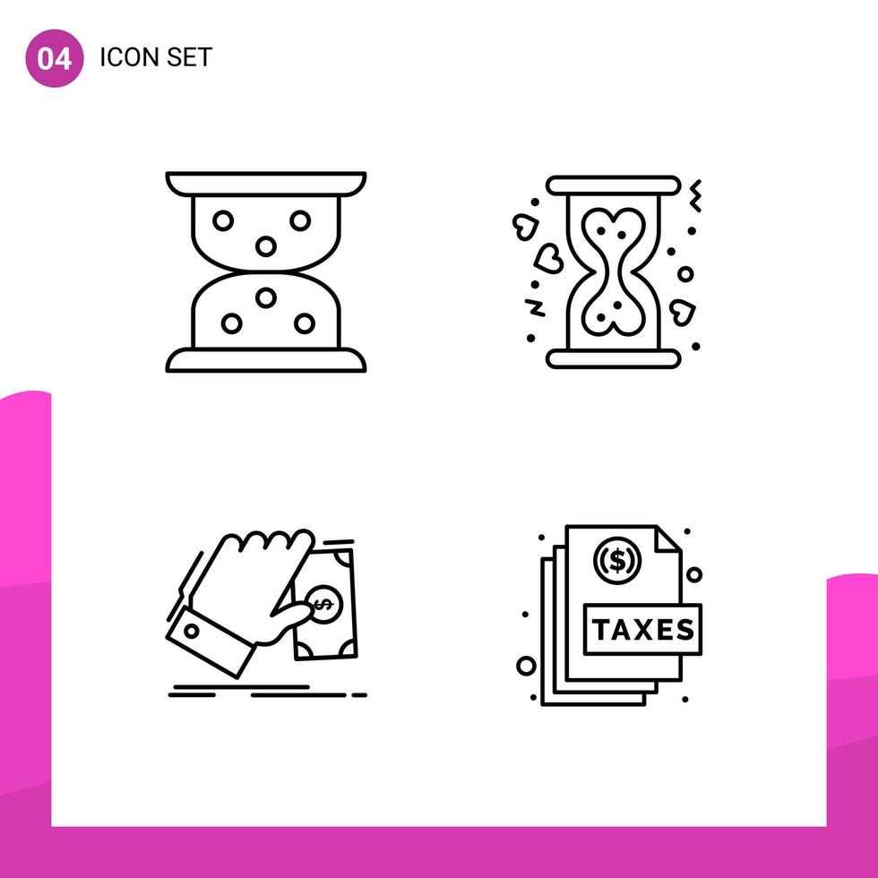 Outline Icon set Pack of 4 Line Icons isolated on White Background for ...