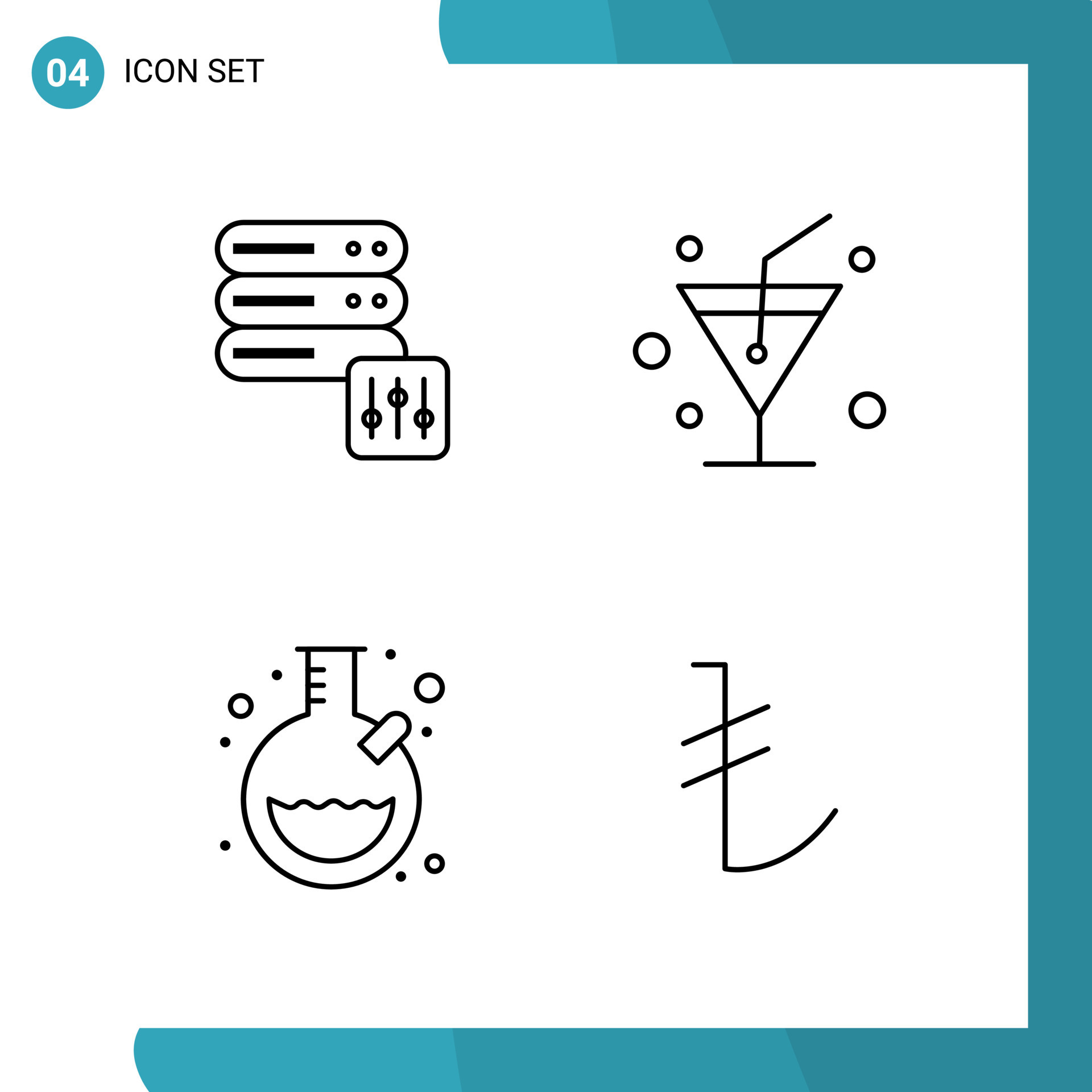 Vector Pack Of 4 Outline Symbols Line Style Icon Set On White Background For Web And Mobile