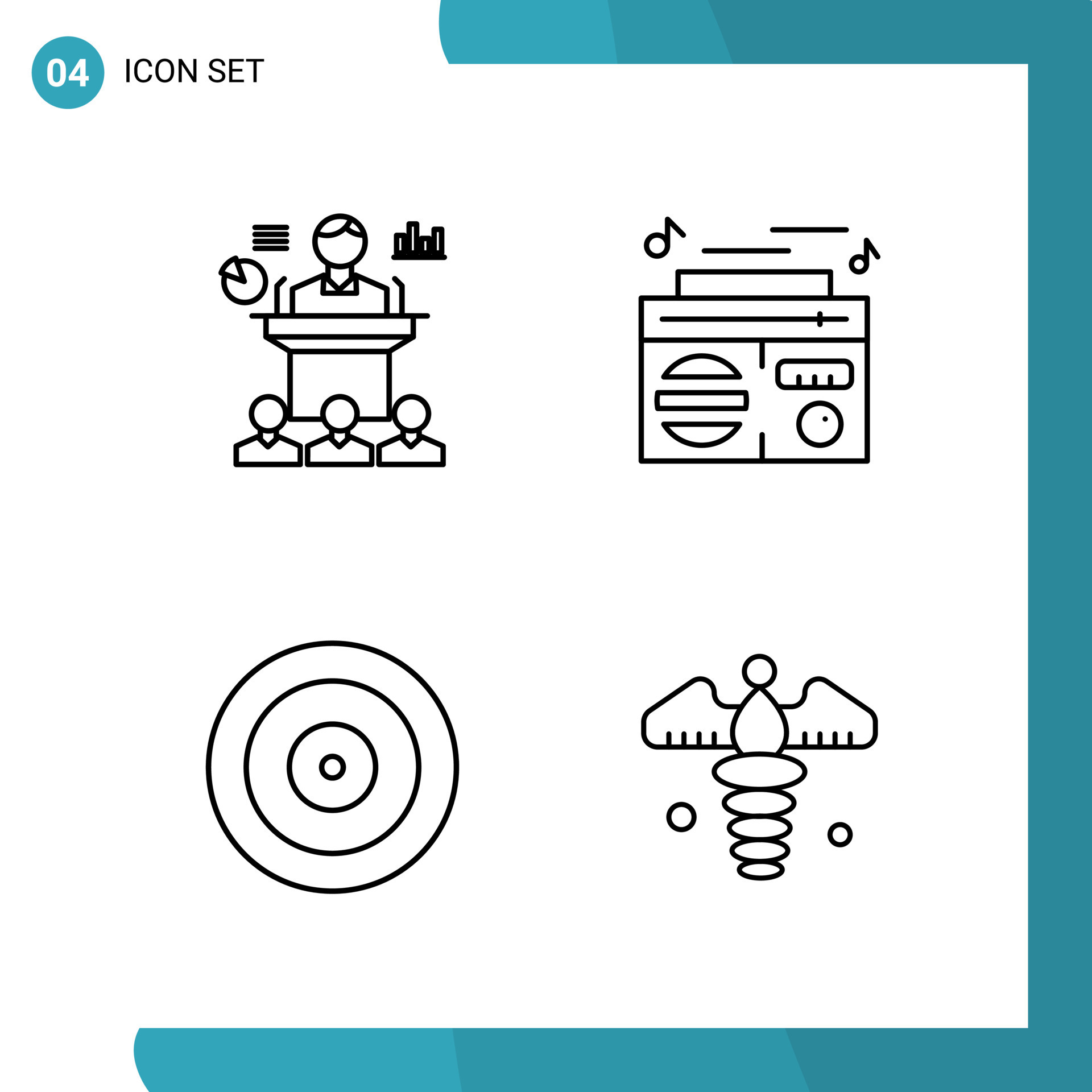 Vector Pack Of 4 Outline Symbols Line Style Icon Set On White Background For Web And Mobile