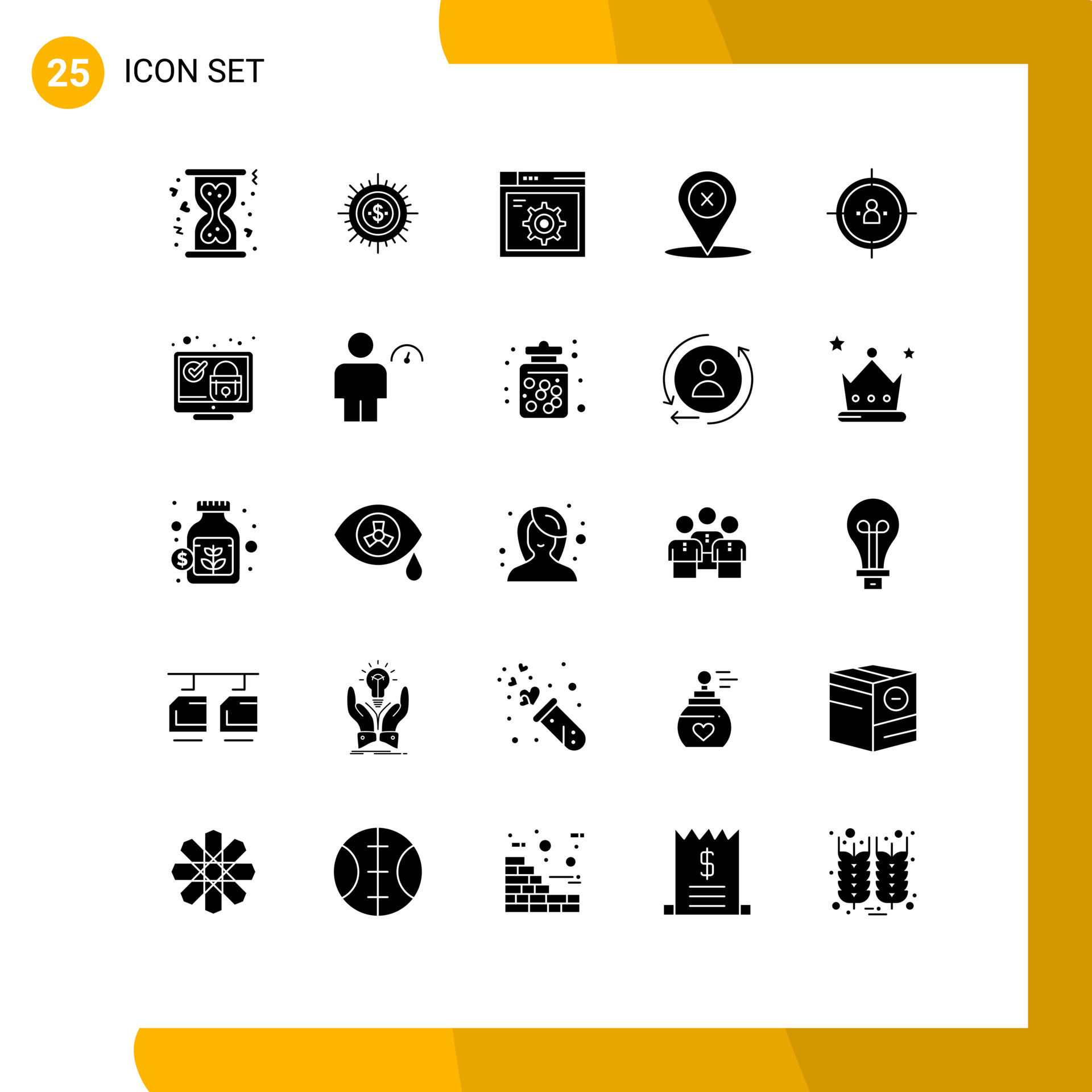 25 Universal Solid Glyphs Set For Web And Mobile Applications Place Location Flow Internet