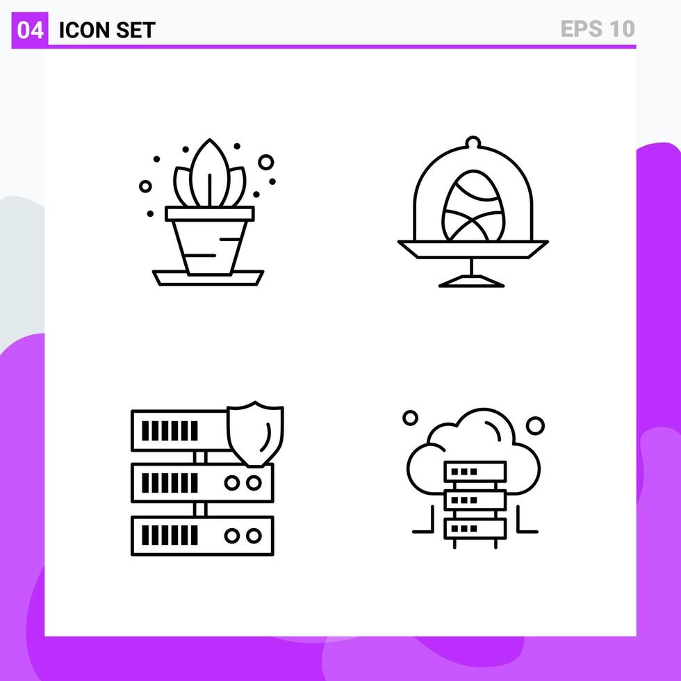 Set of 4 icons in Line style Creative Outline Symbols for Website ...