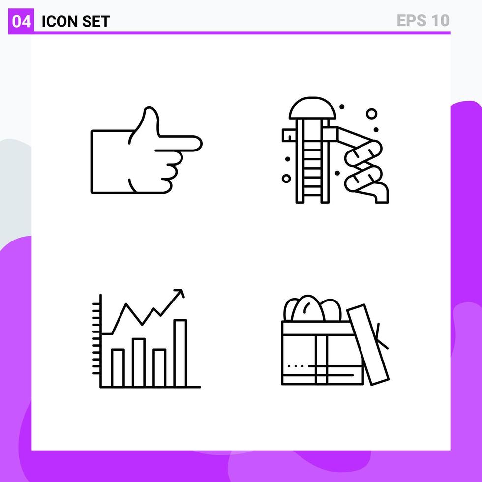Set of 4 icons in Line style Creative Outline Symbols for Website ...