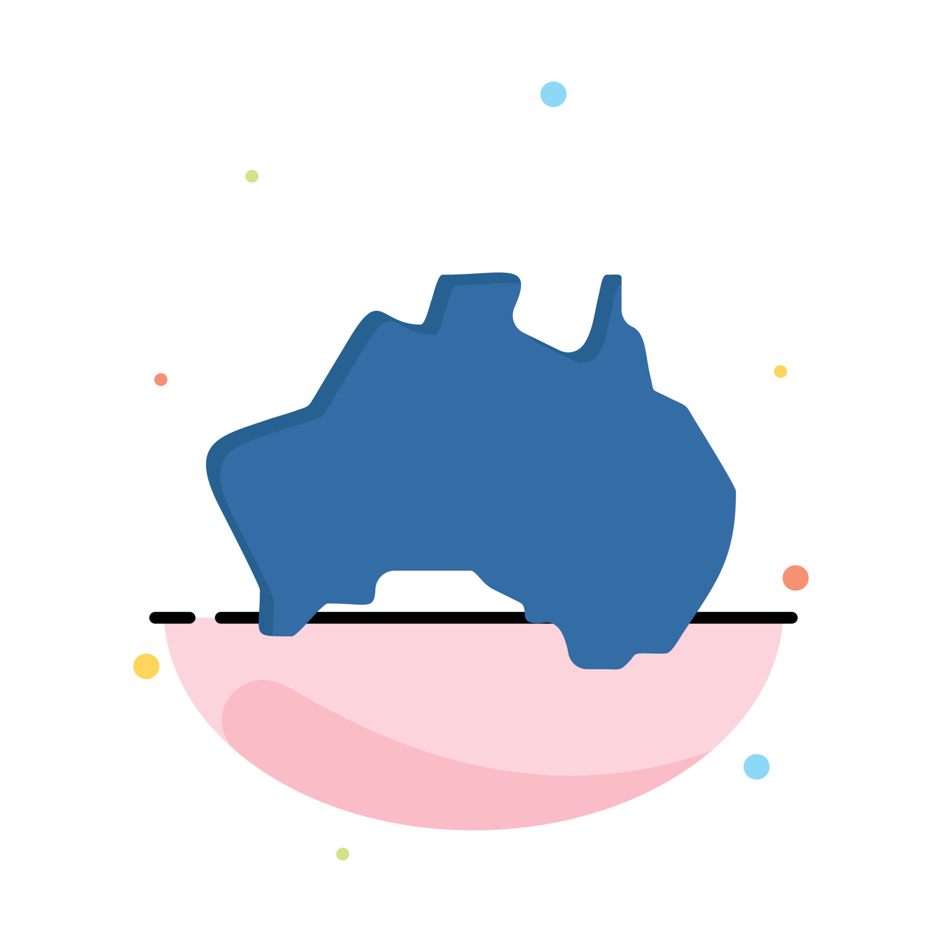 Australian Country Location Map Travel Abstract Flat Color Icon