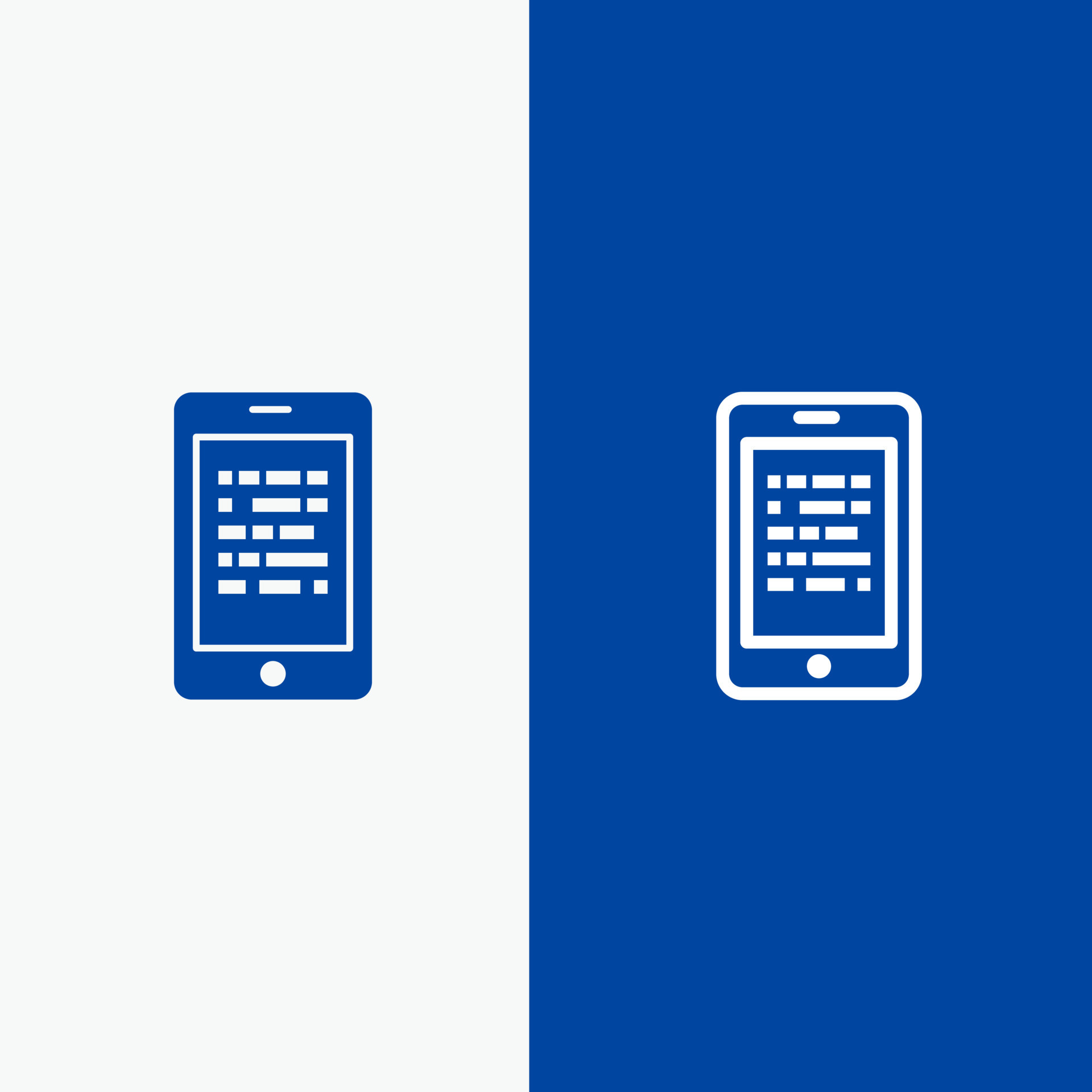Mobile Read Data Secure E Learning Line And Glyph Solid Icon Blue