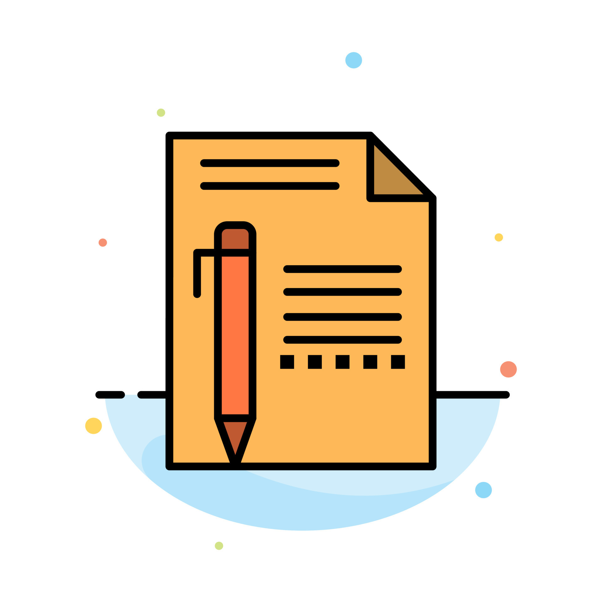 Document Edit Page Paper Pencil Write Abstract Flat Color Icon Template ...