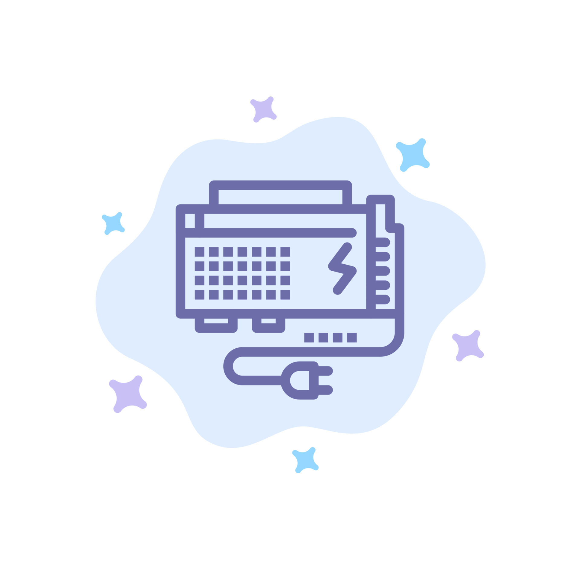 Apc Battery Computer Power Source Blue Icon On Abstract Cloud Background 19094411 Vector Art At