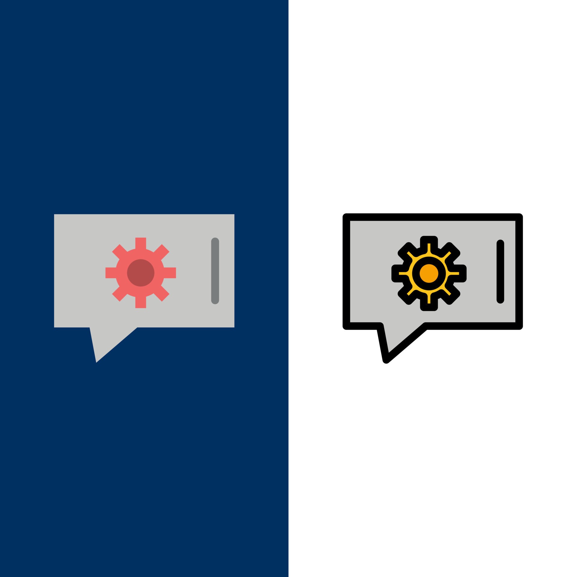 Chat Preferences Chat Setting Chat Support Icons Flat And Line Filled Icon Set Vector Blue