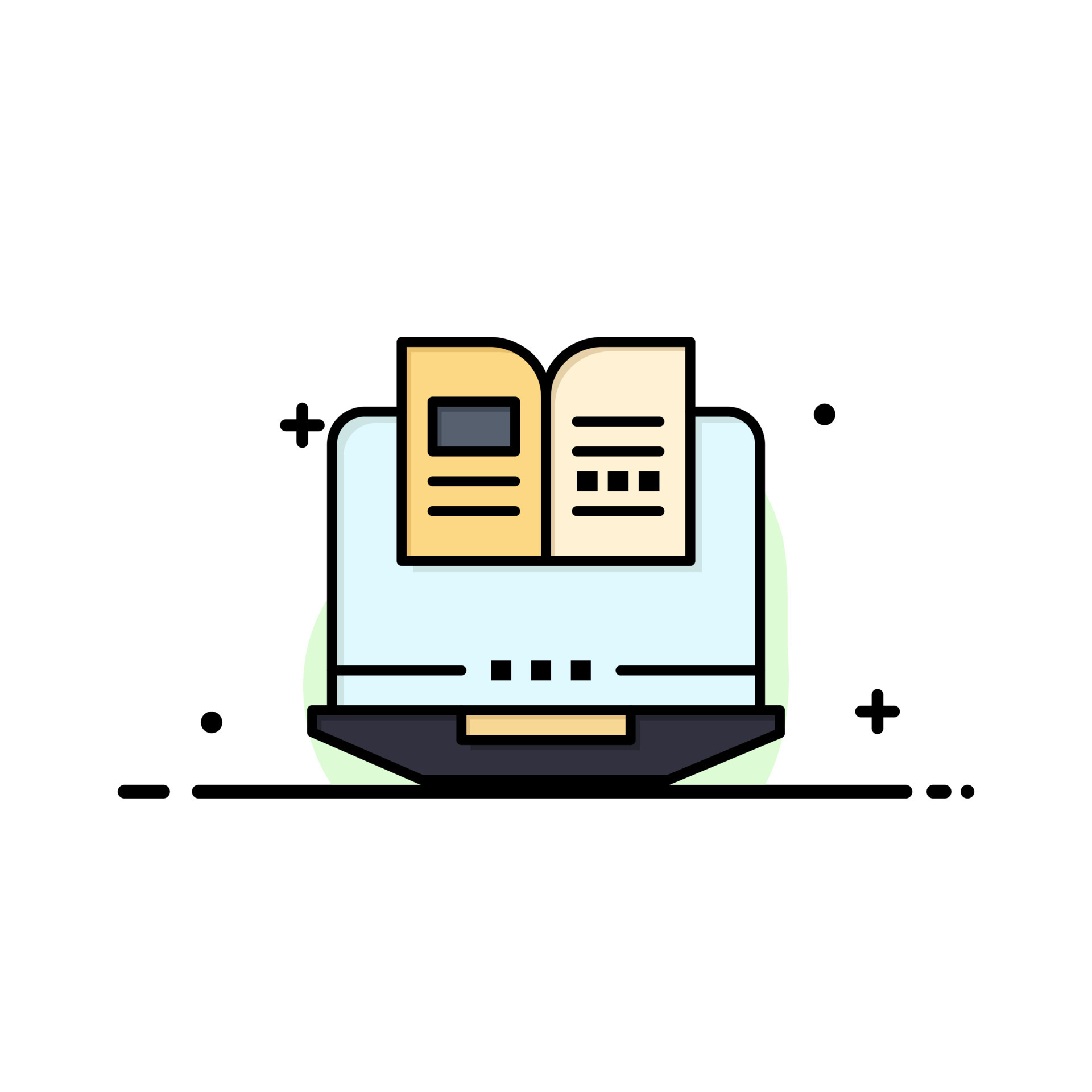 Laptop Computer Book Hardware Business Logo Template Flat Color