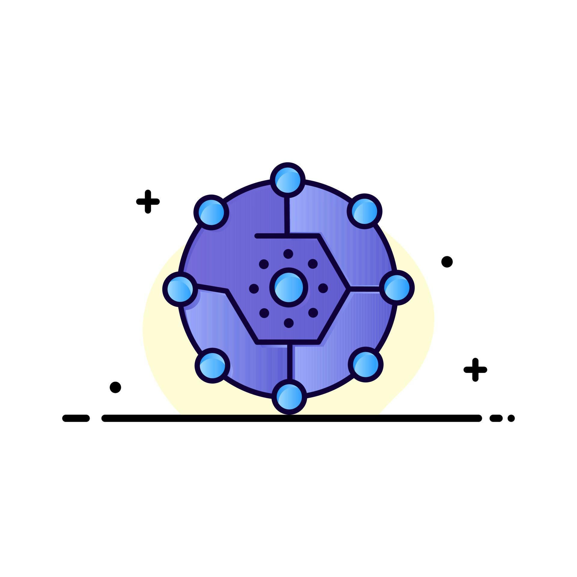 Computing Computing Share Connectivity Network Share Business Flat Line Filled Icon Vector