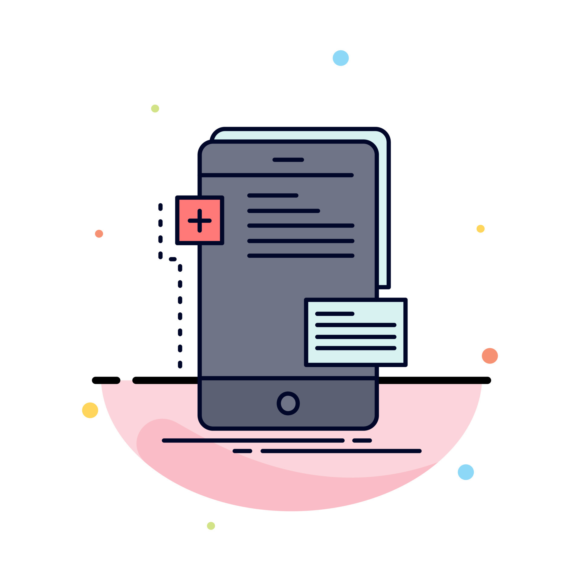 Frontend Interface Mobile Phone Developer Flat Color Icon Vector
