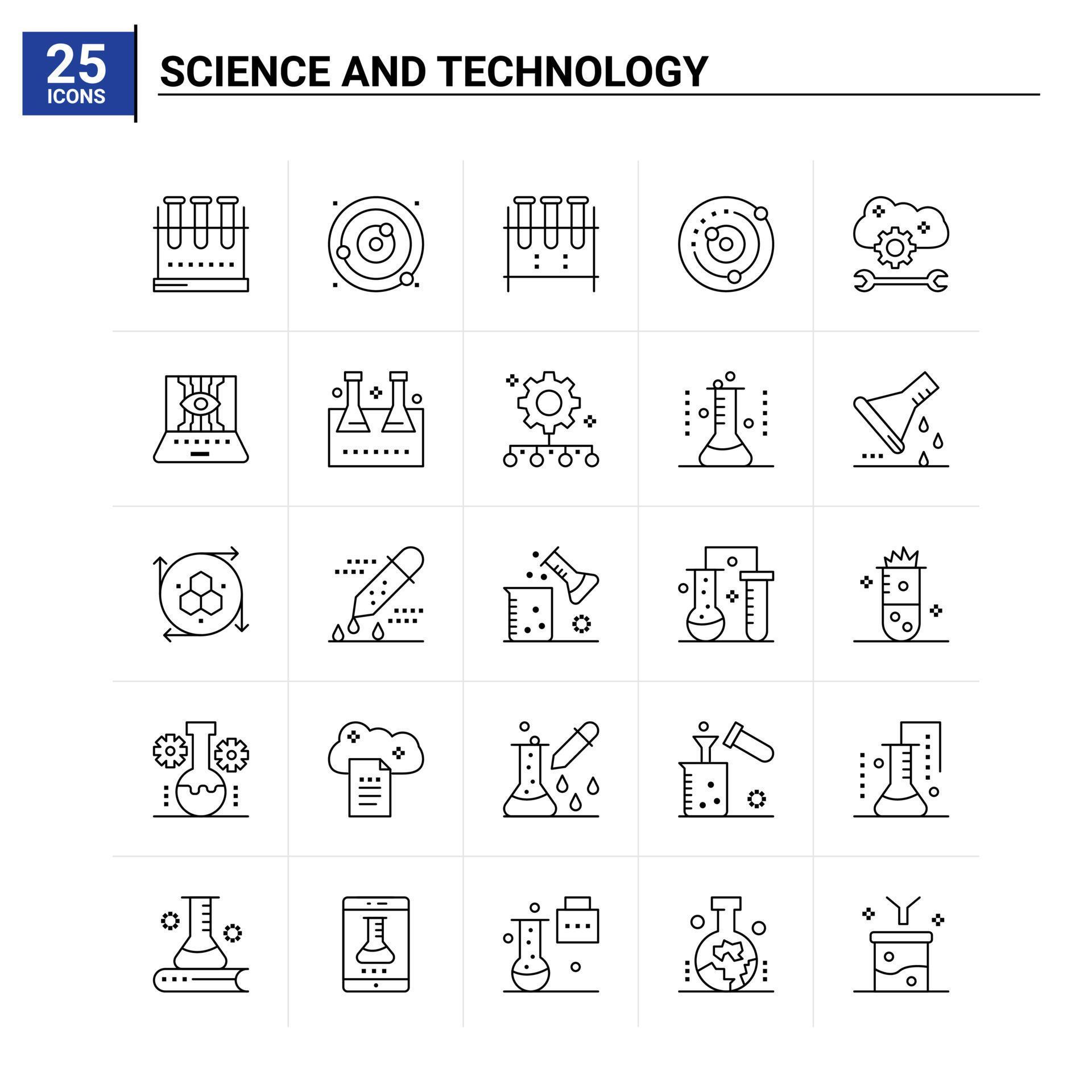 25 Science And Technology icon set vector background 19098042 Vector ...