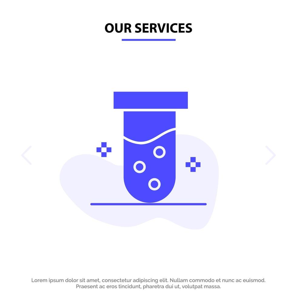 Our Services Tube Lab Test Biochemistry Solid Glyph Icon Web Card Template 19098614 Vector Art