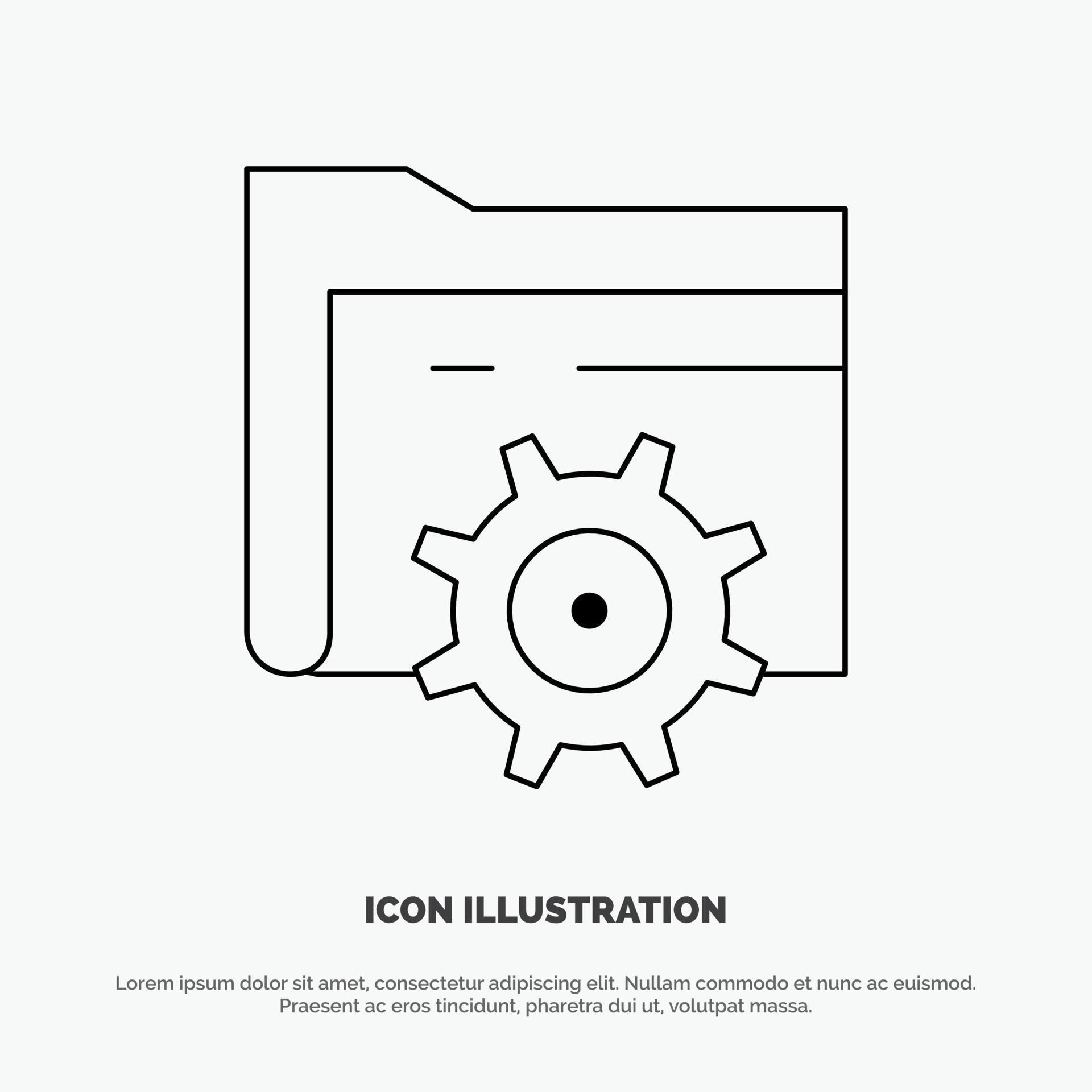 Folder Setting Gear Computing Vector Line Icon 19099258 Vector Art At