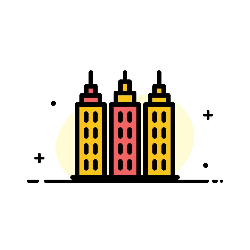 Building Construction Tower Business Flat Line Filled Icon Vector