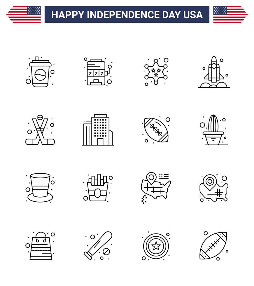 Stock Vector Icon Pack of American Day 16 Line Signs and Symbols for ...