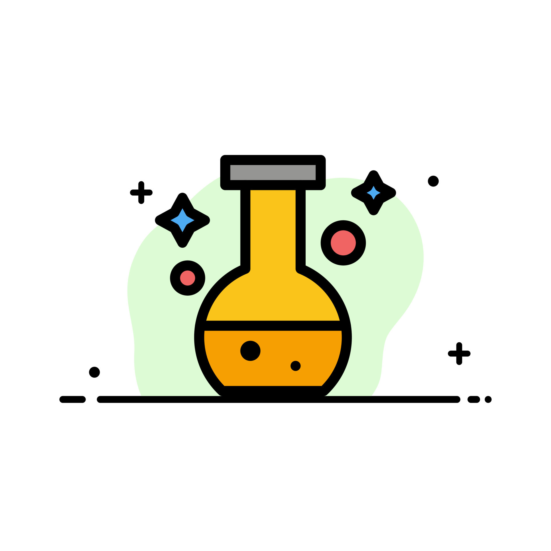 Tube Flask Lab Test Business Flat Line Filled Icon Vector Banner