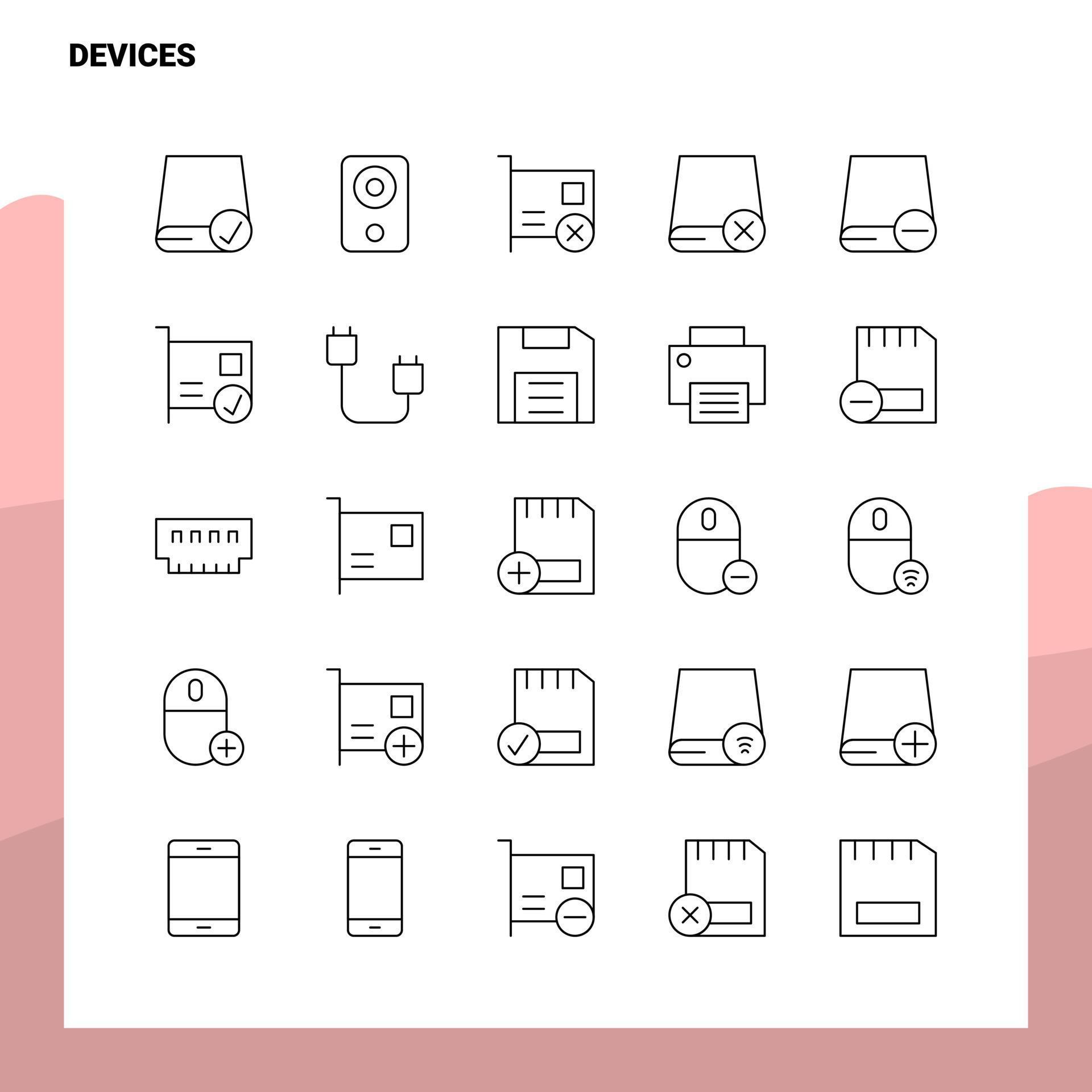 Set Of Devices Line Icon Set 25 Icons Vector Minimalism Style Design Black Icons Set Linear