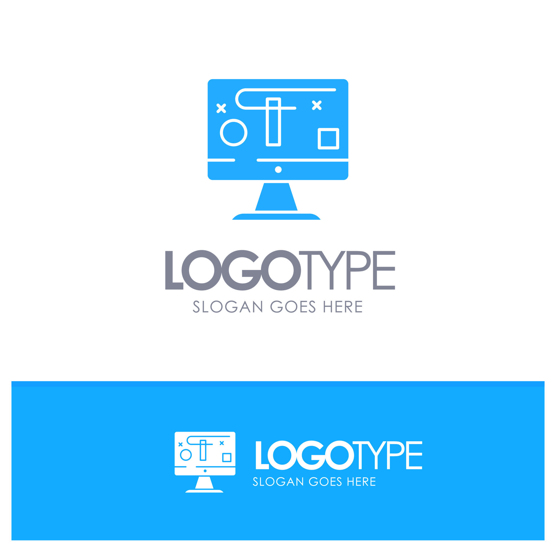 Computer Design Display Graphics Blue Solid Logo with place for tagline ...
