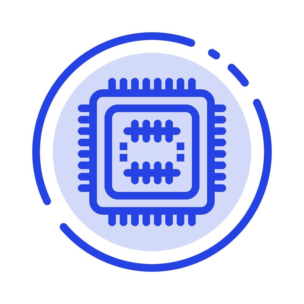 System Tech Technology Cpu Blue Dotted Line Line Icon 19101000 Vector
