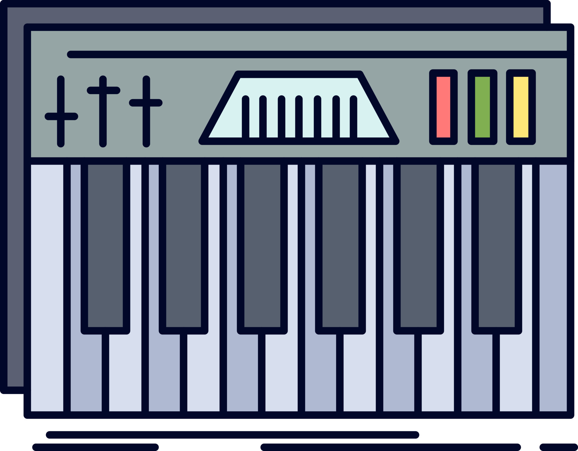 Controller Keyboard Keys Midi Sound Flat Color Icon Vector 19103401