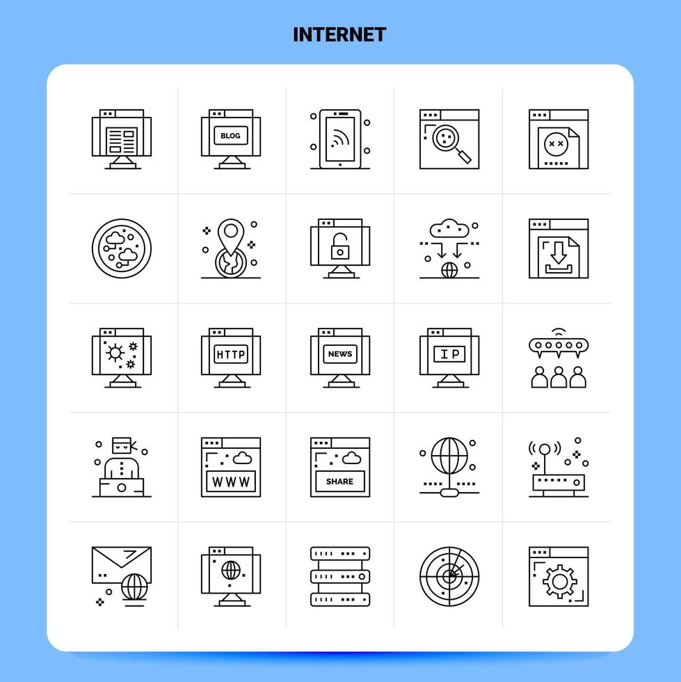 Outline 25 Internet Icon Set Vector Line Style Design Black Icons Set Linear Pictogram Pack Web