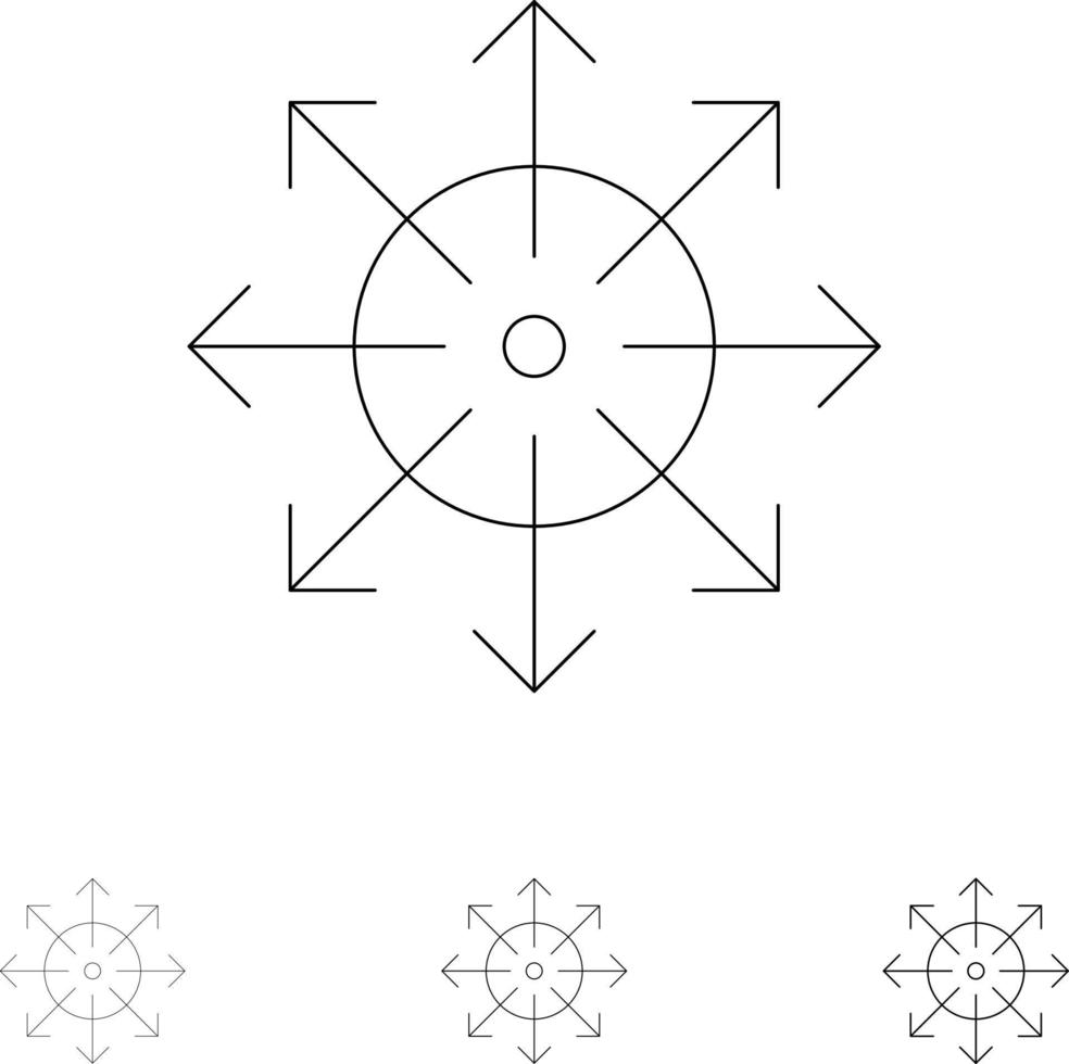 Ads Advertising Media News Platform Bold And Thin Black Line Icon Set