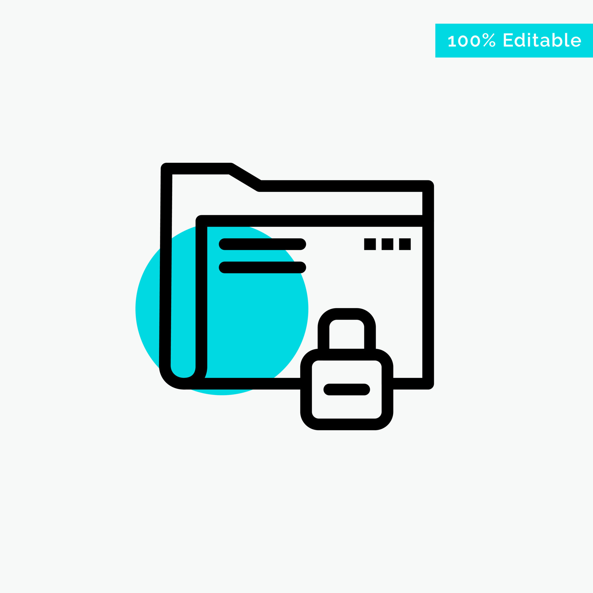 Data Folder Password Protection Secure Turquoise Highlight Circle Point Vector Icon 19105522