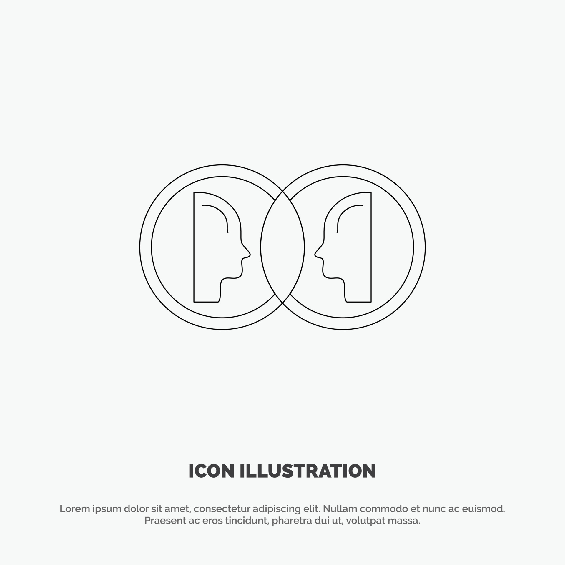 Coin Face Dual Duplicate Man Line Icon Vector 19105848 Vector Art At