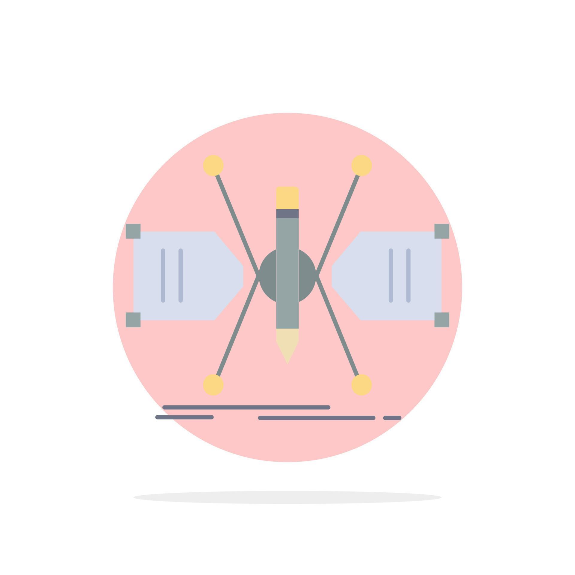 Architect Constructing Grid Sketch Structure Flat Color Icon Vector