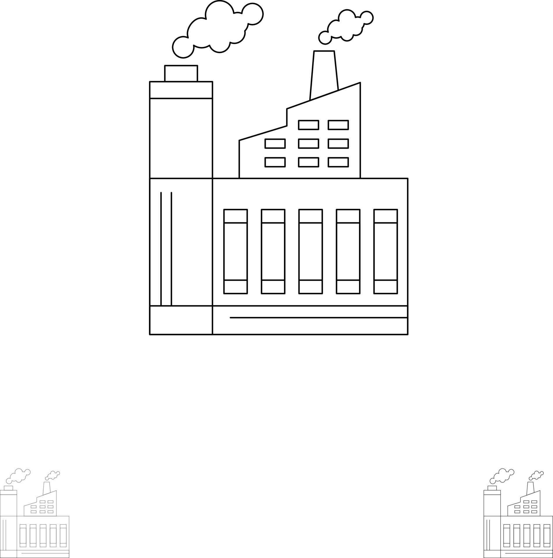 Industry Building Construction Factory Smoke Bold And Thin Black Line Icon Set 19106328 Vector