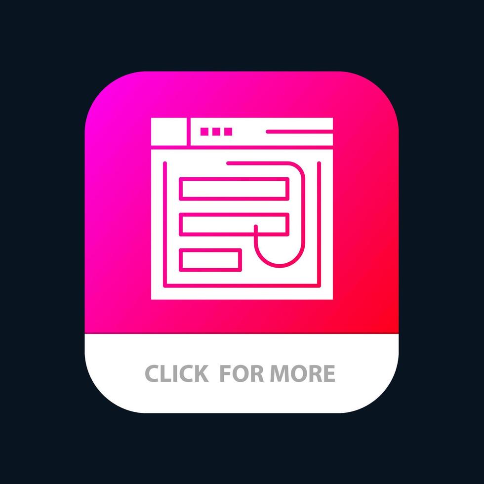 Email Hack Internet Password Phishing Web Website Mobile App Button Android and IOS Glyph ...