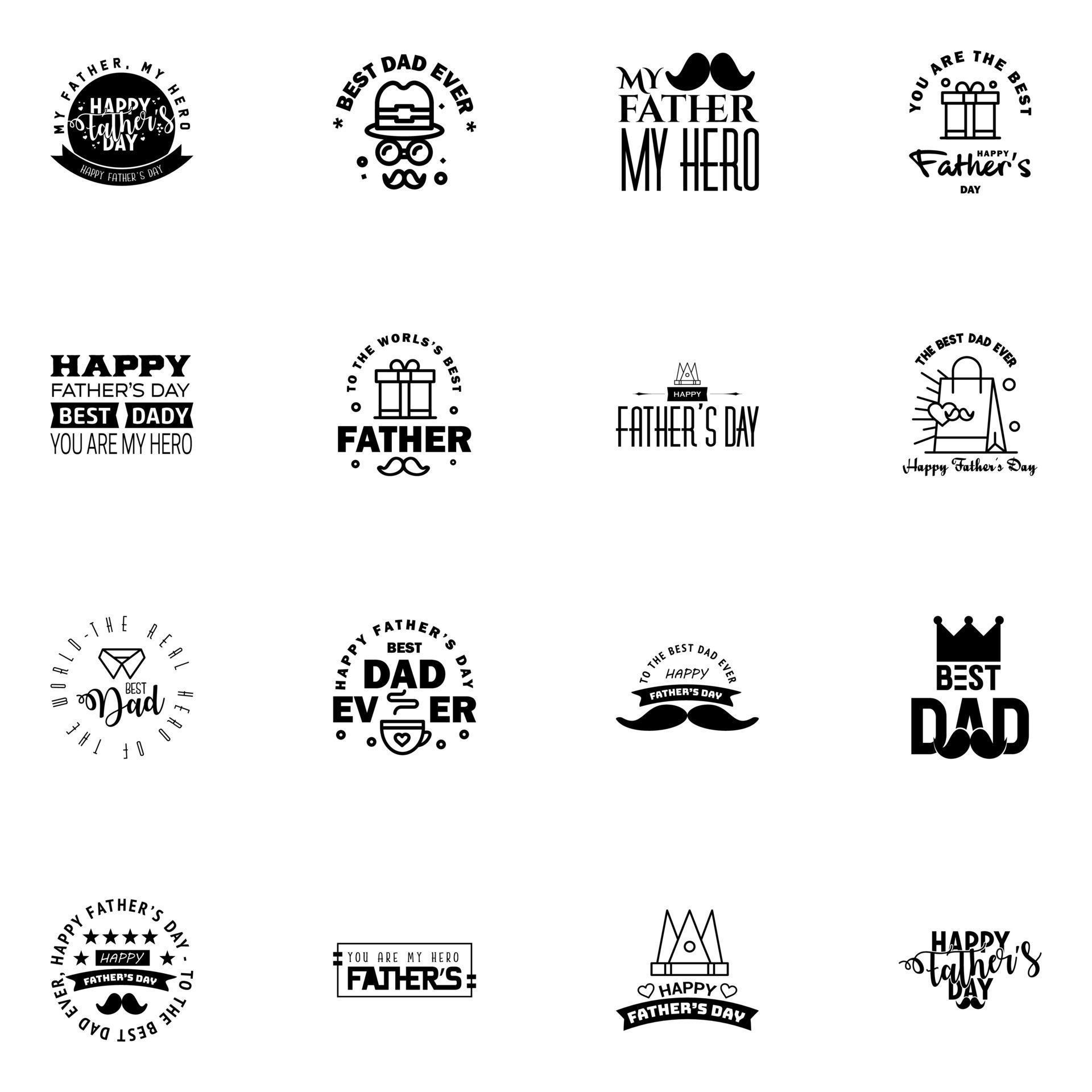 Love You Papa Card Design For Happy Fathers Day Typography Collection 16 Black Design Editable