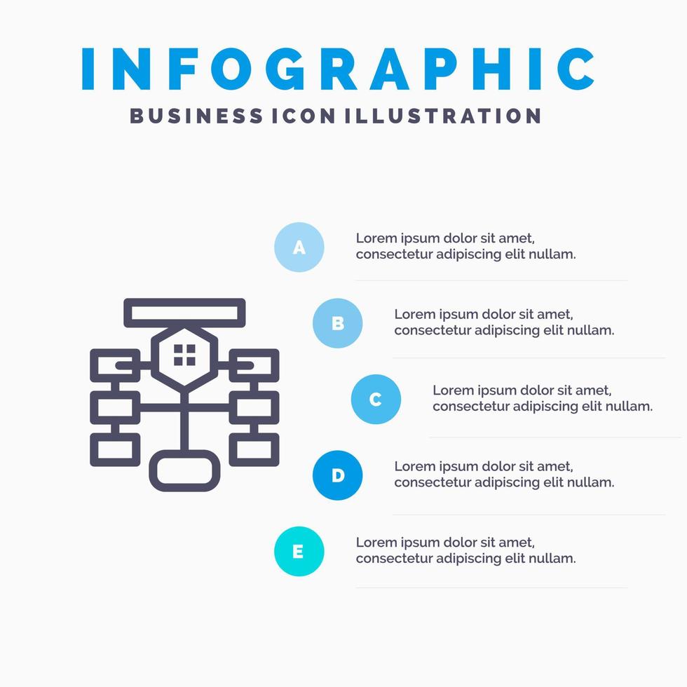 Flowchart Flow Chart Data Database Blue Infographics Template 5 Steps ...