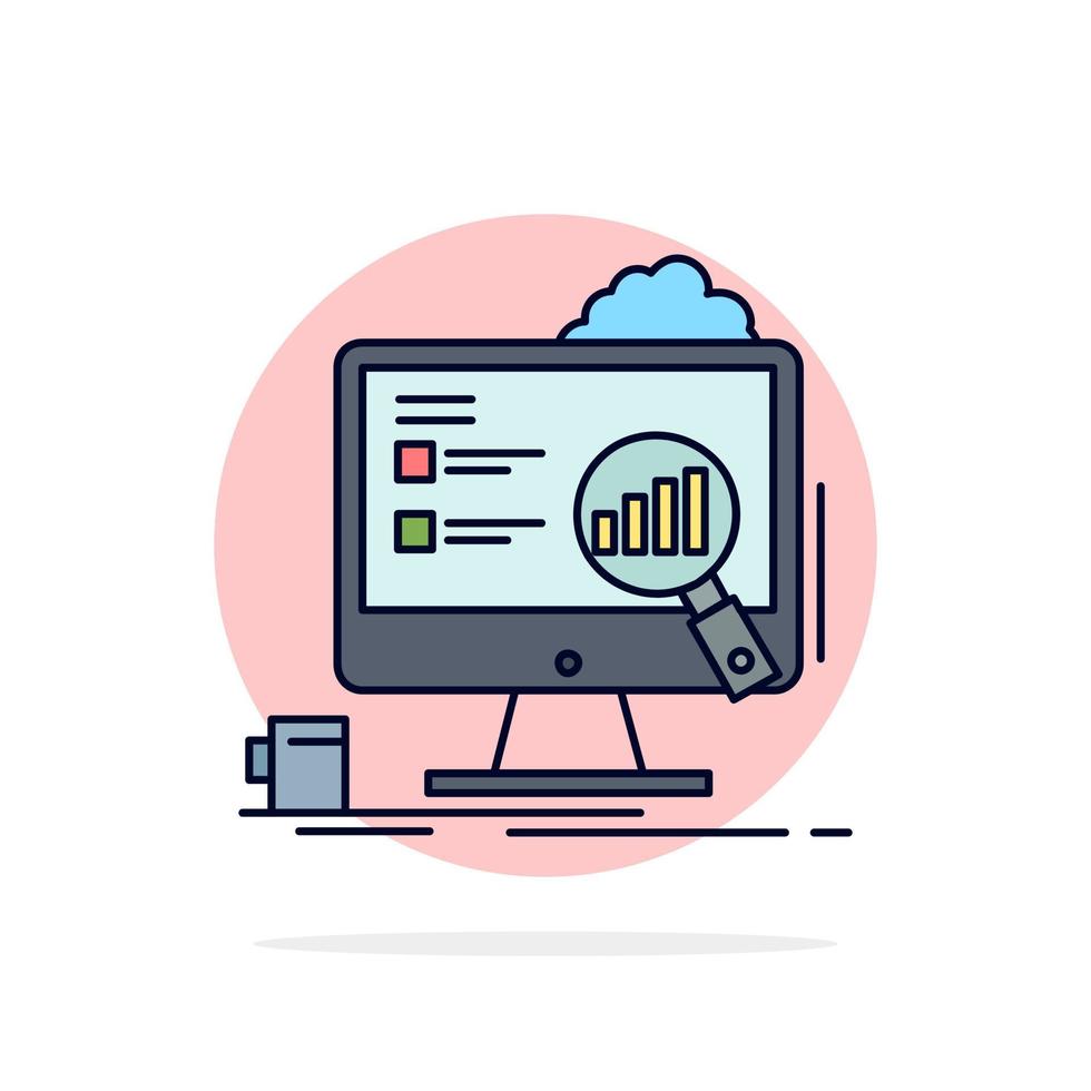 Analytics Board Presentation Laptop Statistics Flat Color Icon Vector 19106981 Vector Art At