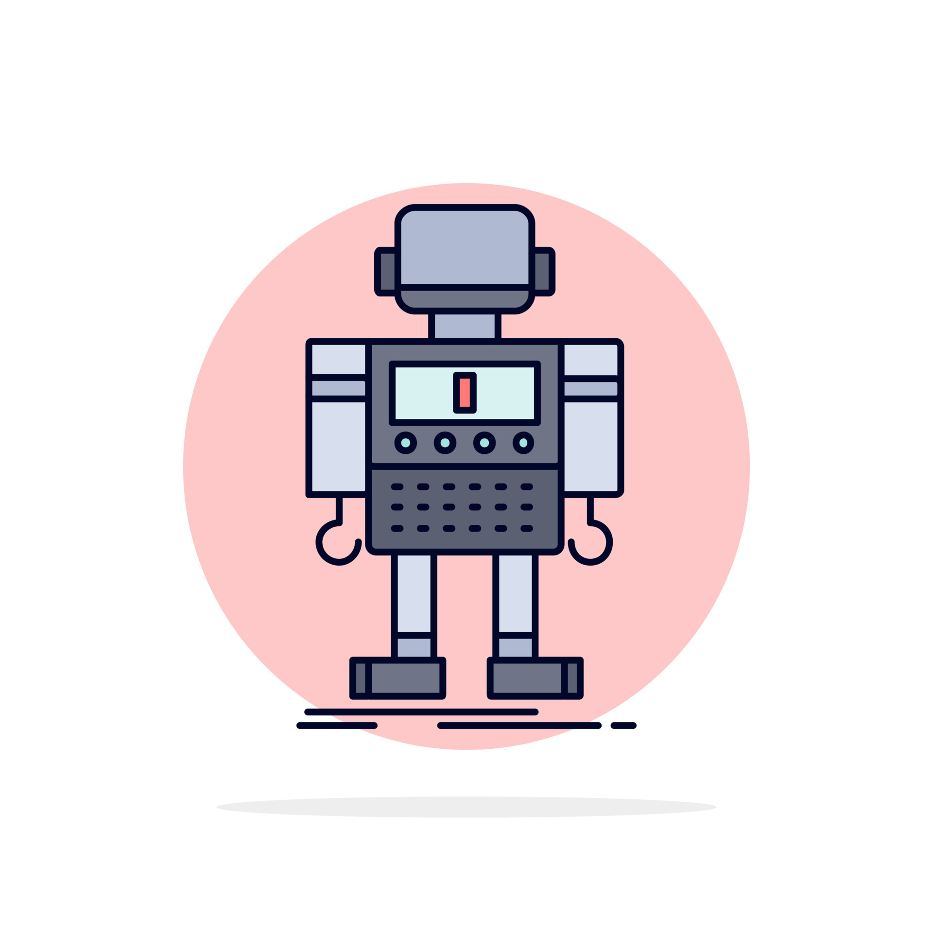 autonomous machine robot robotic technology Flat Color Icon Vector ...