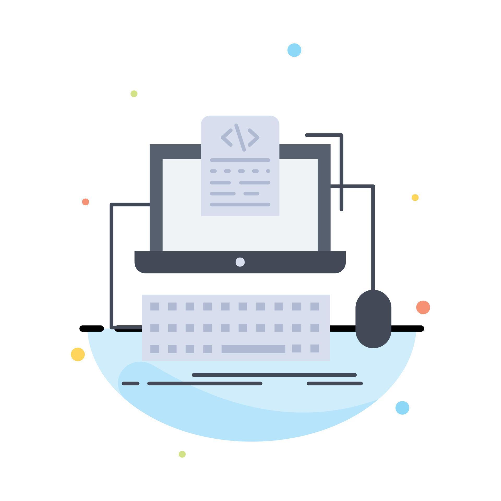 Code coding computer monoblock screen Flat Color Icon Vector 19109912 Vector Art at Vecteezy