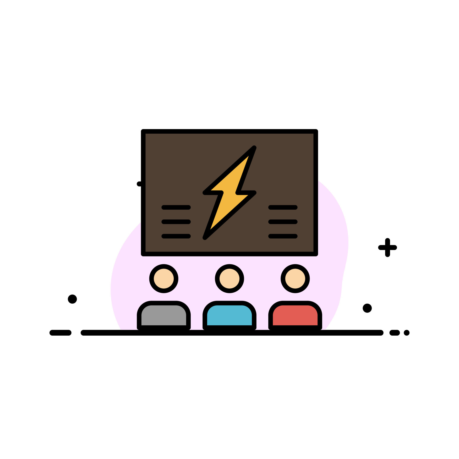 Brainstorming Group Idea Solution Team Think Thinking Business Flat Line Filled Icon Vector