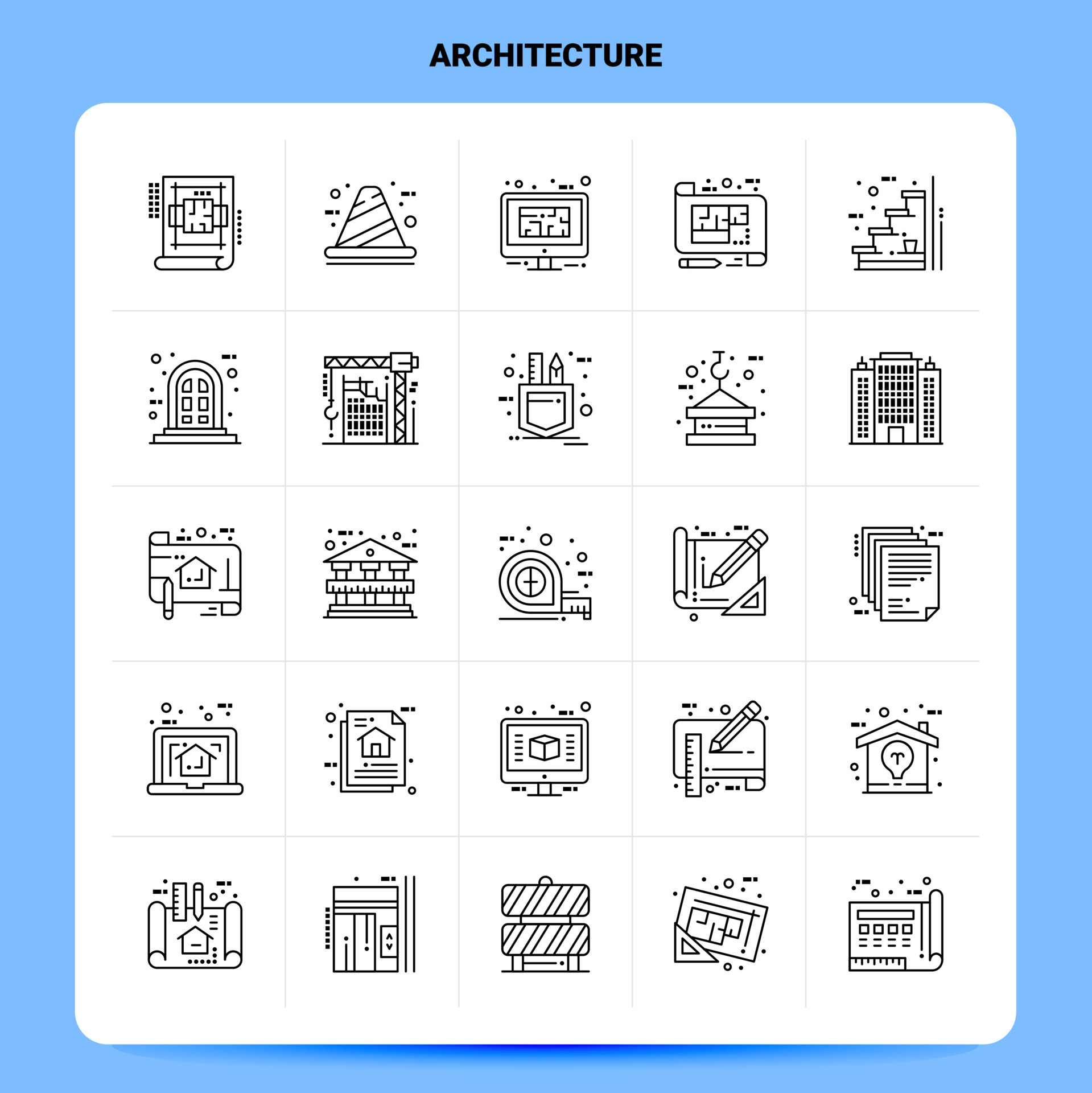 Outline 25 Architecture Icon Set Vector Line Style Design Black Icons