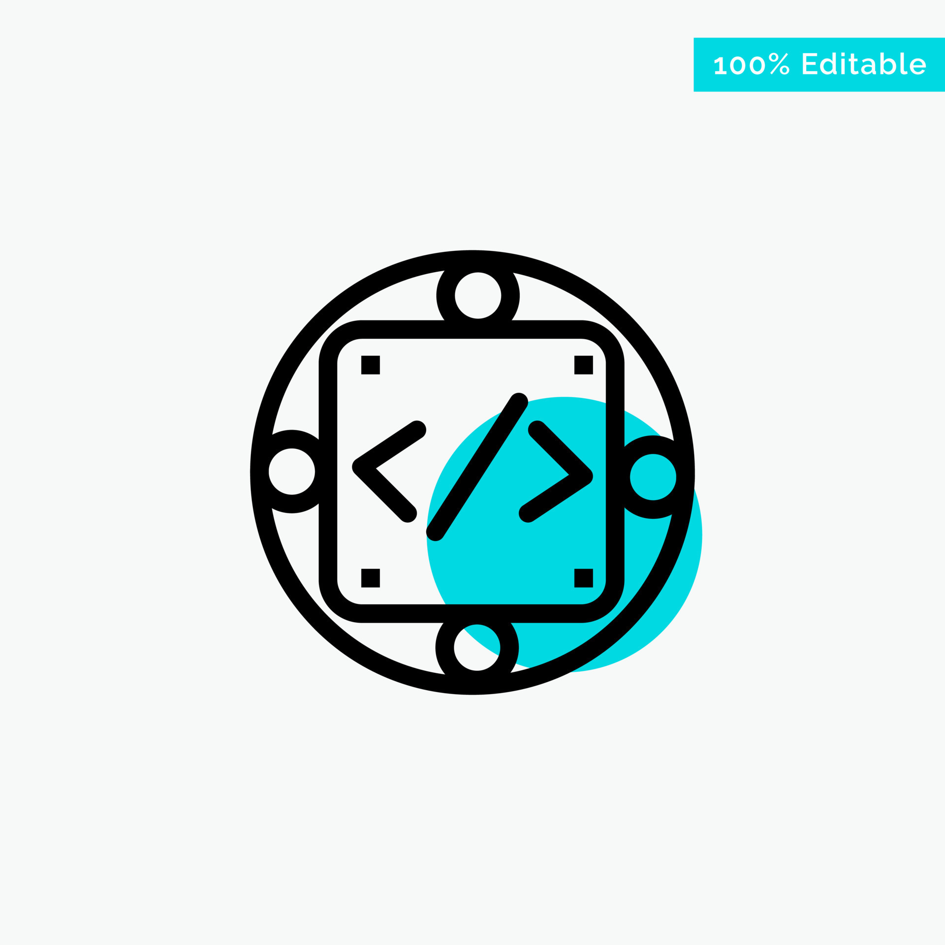 Code Custom Implementation Management Product Turquoise Highlight Circle Point Vector Icon