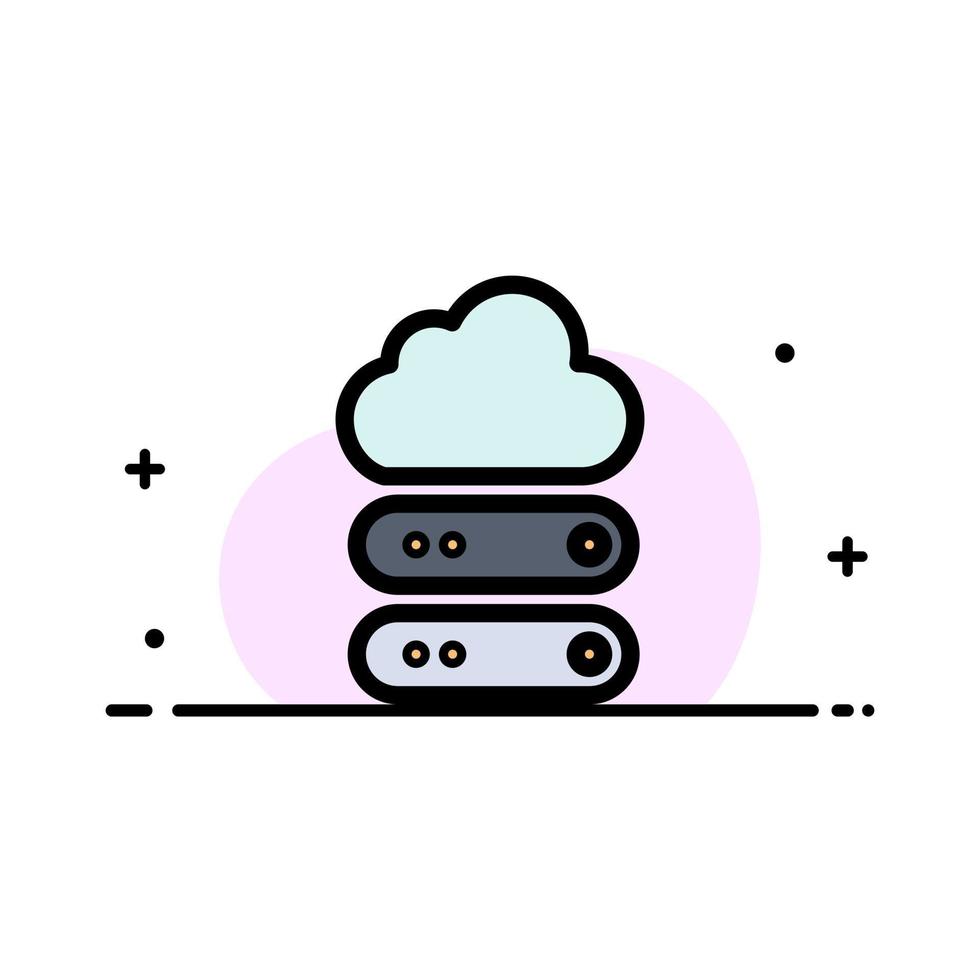 Big Cloud Data Storage Business Flat Line Filled Icon Vector Banner