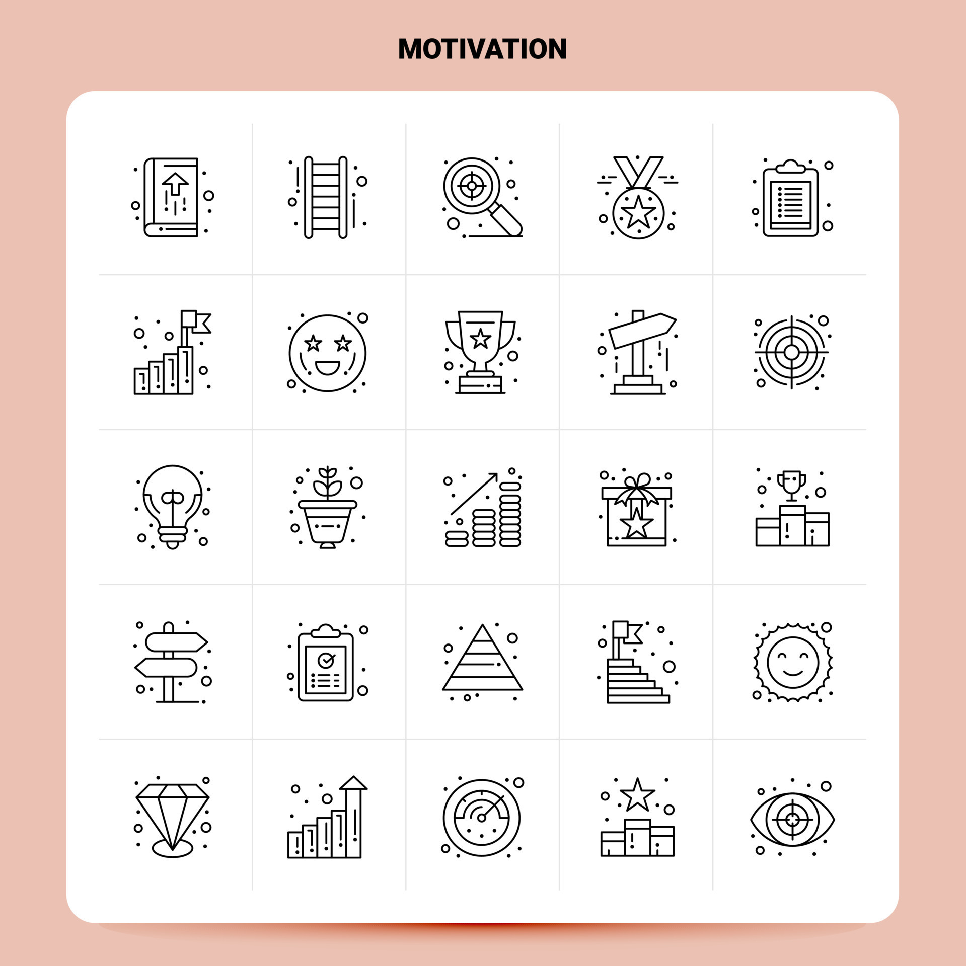 Outline 25 Motivation Icon Set Vector Line Style Design Black Icons Set Linear Pictogram Pack