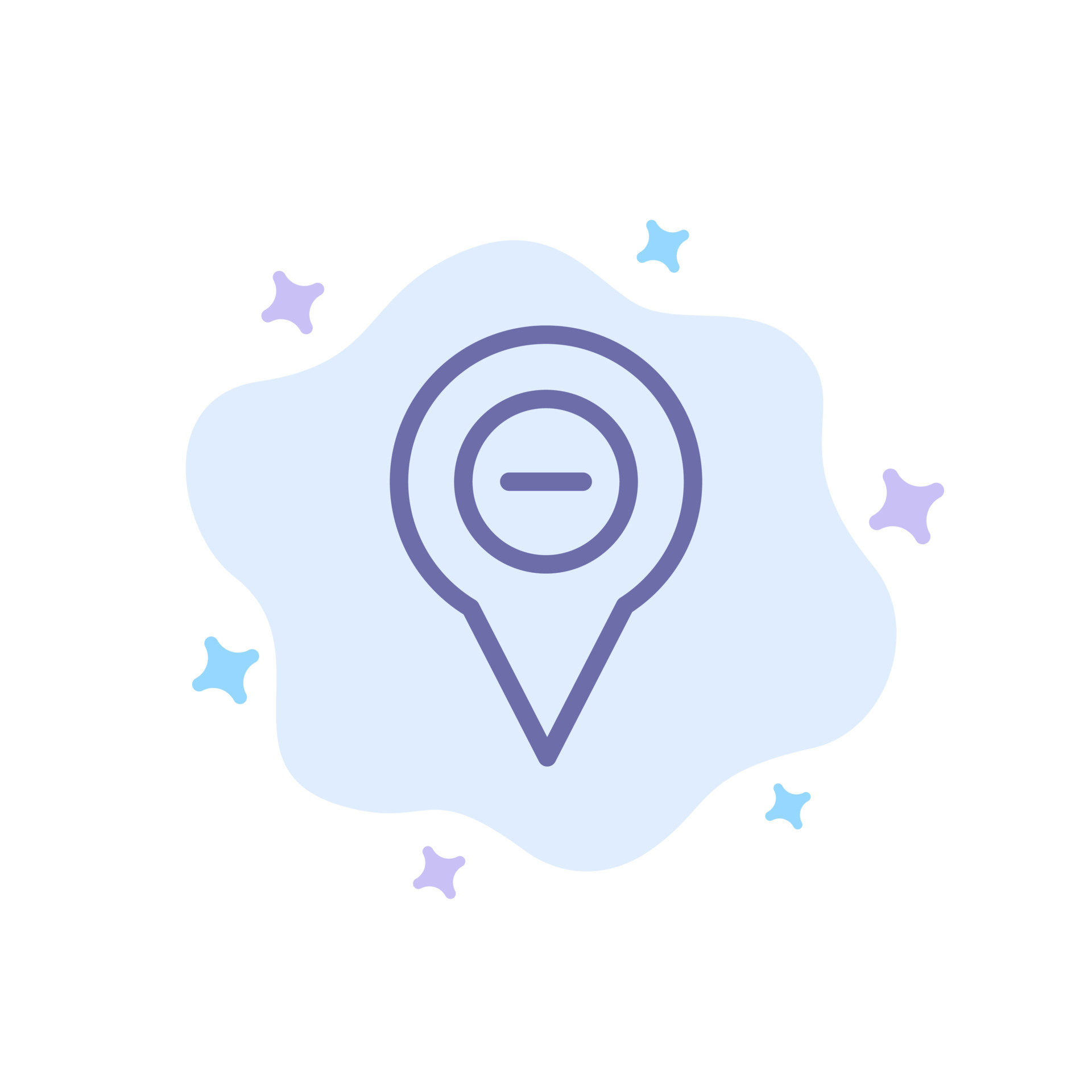 Location Map Navigation Pin Minus Blue Icon On Abstract Cloud