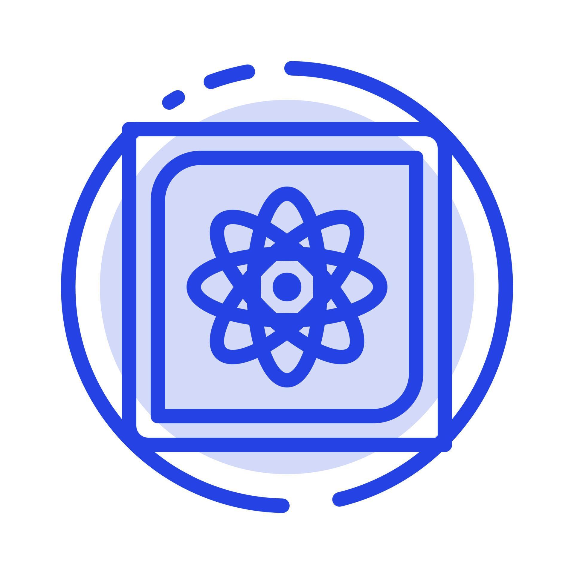 Computation Computer Computing Data Future Blue Dotted Line Line Icon