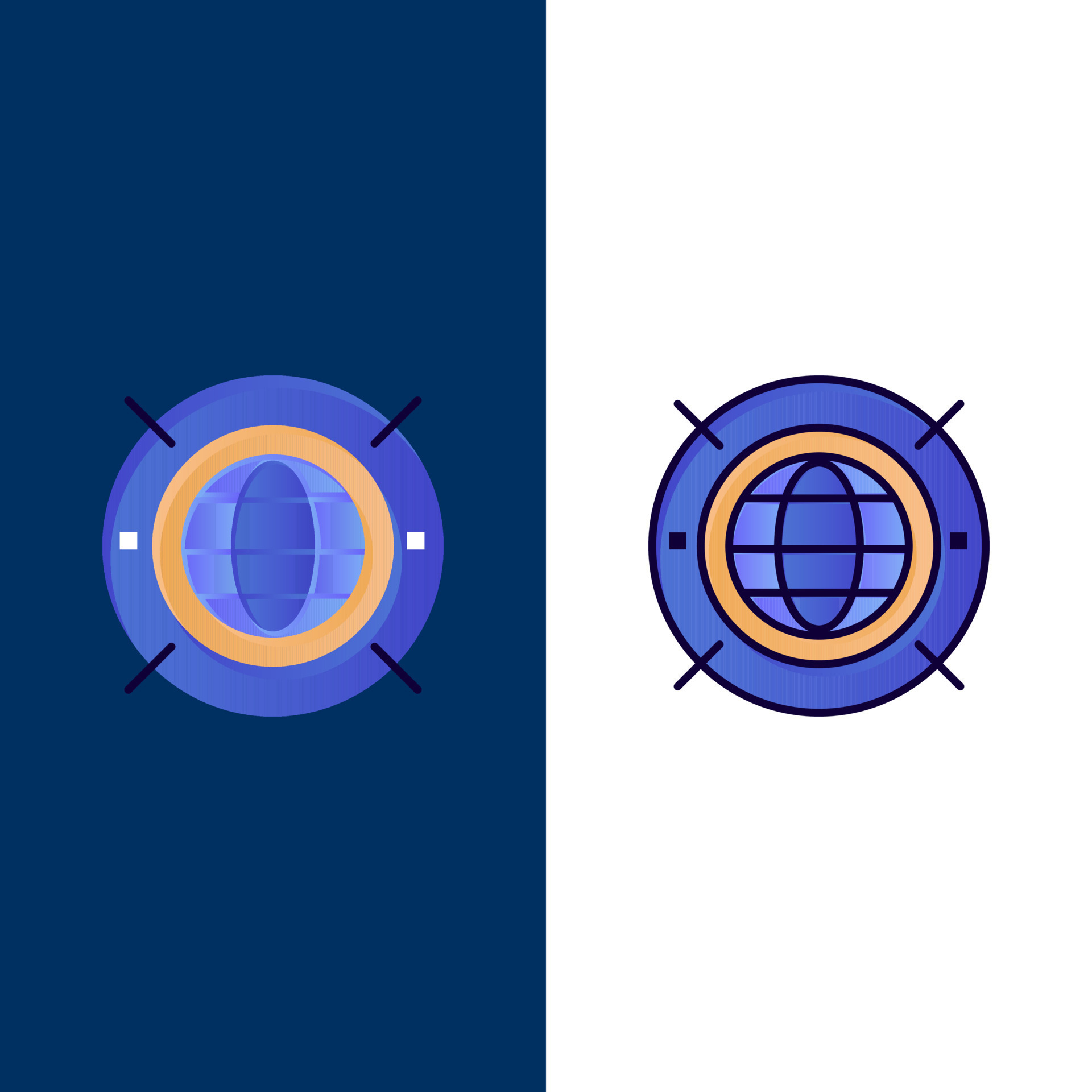 Internet Web World Computing Icons Flat And Line Filled Icon Set Vector