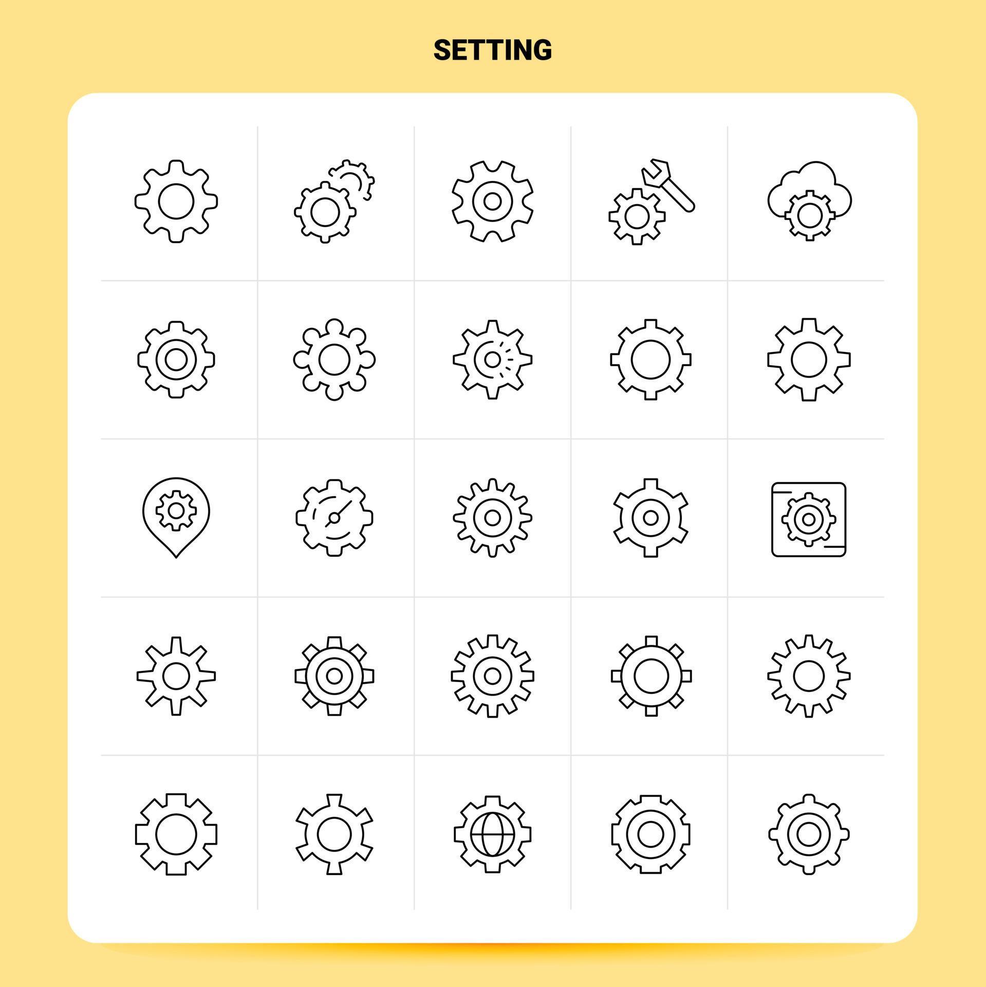 Outline 25 Setting Icon Set Vector Line Style Design Black Icons Set