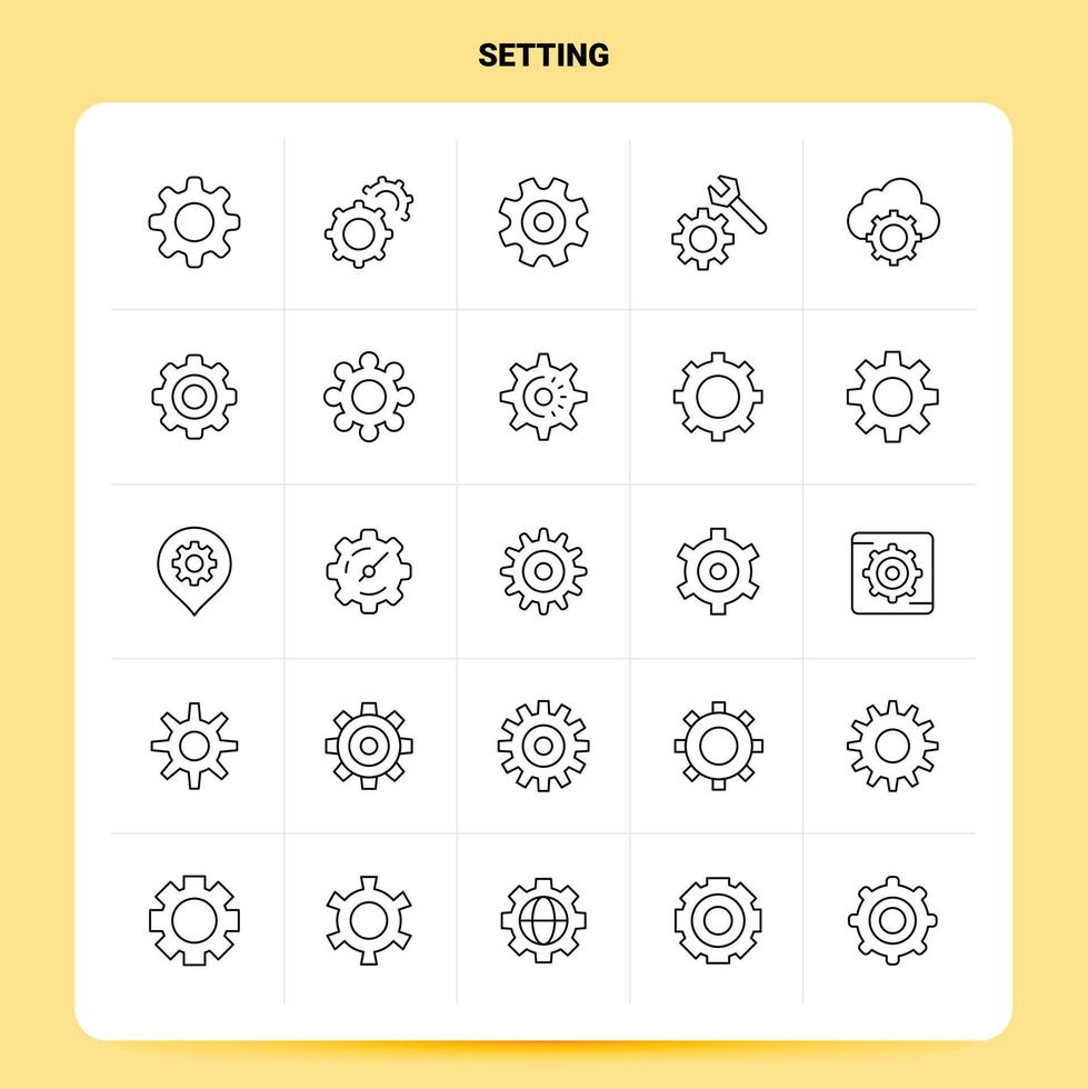 Outline 25 Setting Icon Set Vector Line Style Design Black Icons Set