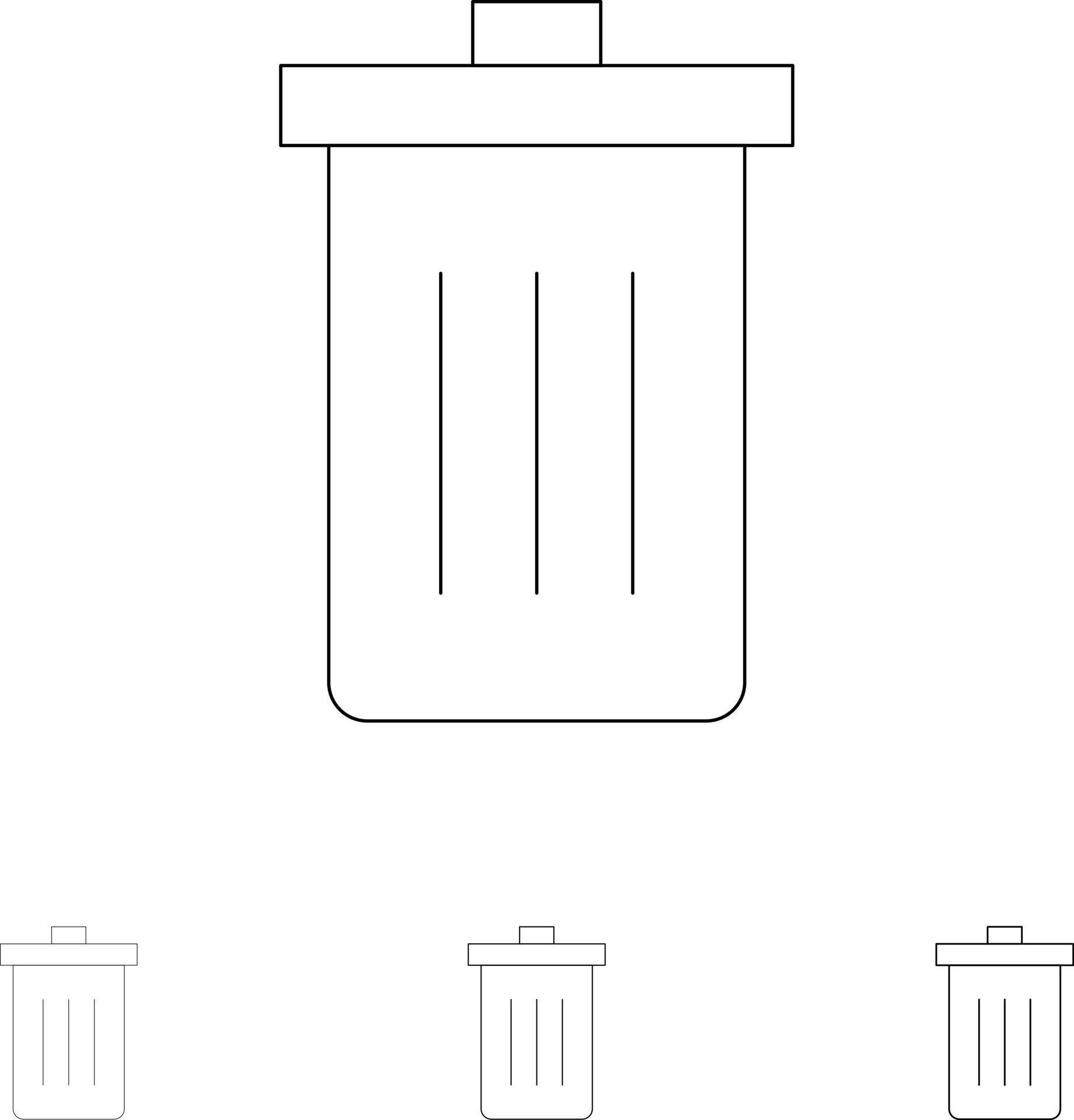 Basket Been Delete Garbage Trash Bold And Thin Black Line Icon Set